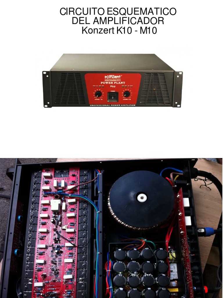 Circuito Esquemático Amplificador Profesional Konzert K10 M10 | PDF
