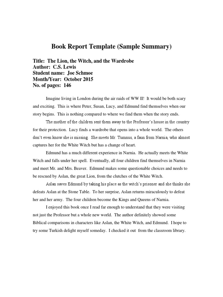 Book Report Sample | PDF