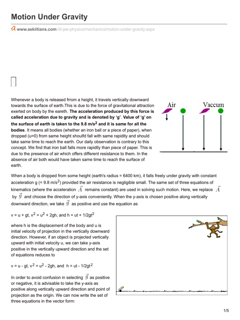 Motion Under Gravity | Gravity | Acceleration