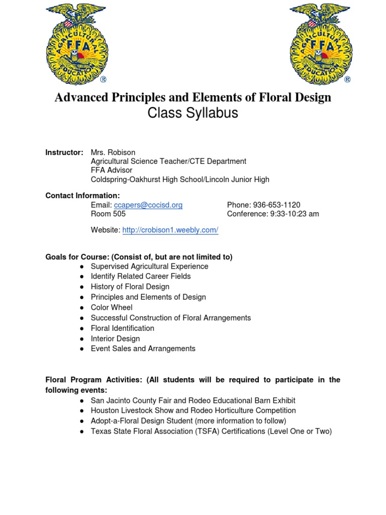Advanced Floral Design - Syllabus17 | PDF | Homework | Schools