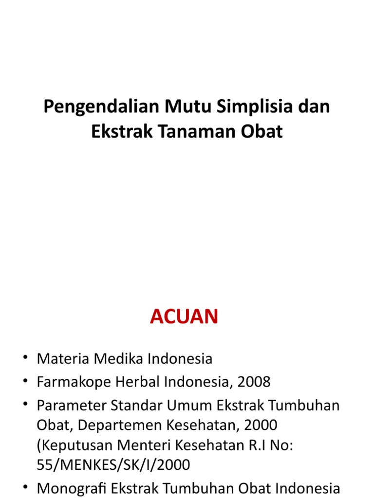 Pengendalian Mutu Simplisia & Ekstrak | PDF