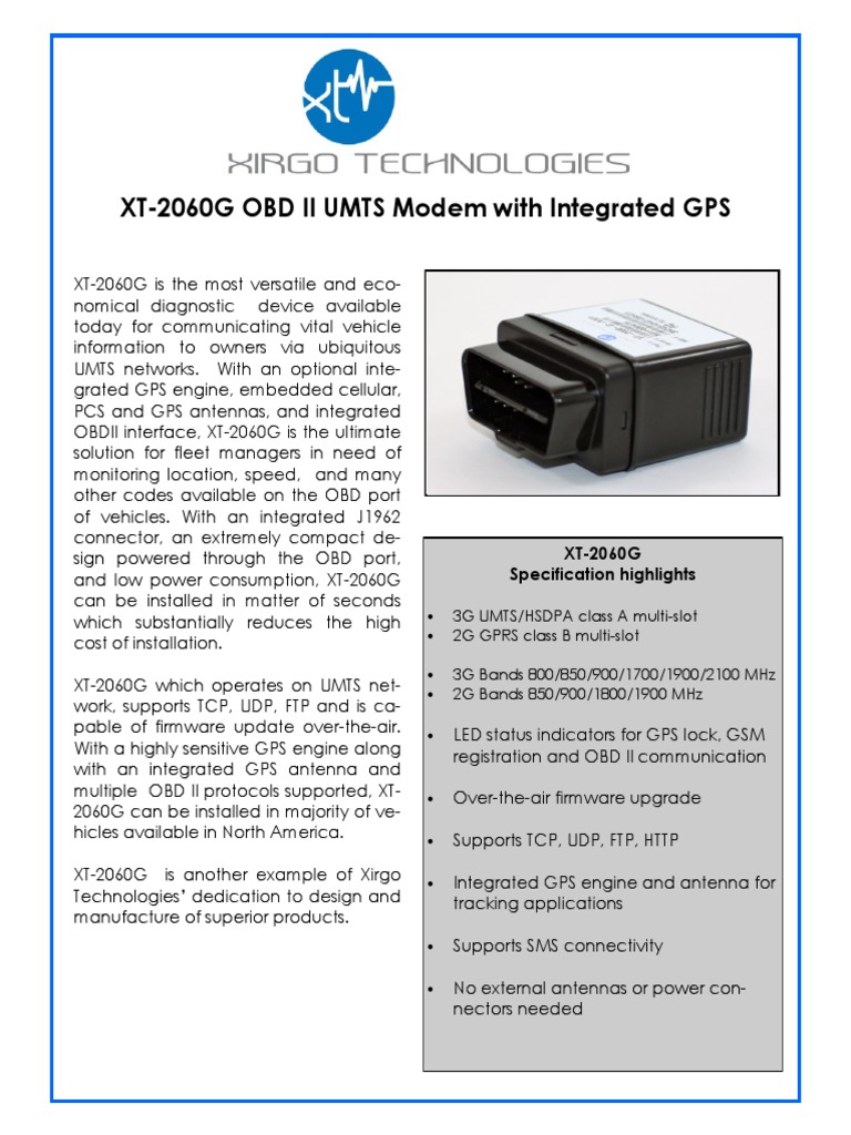 Xirgo XT-2060G GPS Tracker Overview | PDF | High Speed Packet Access ...