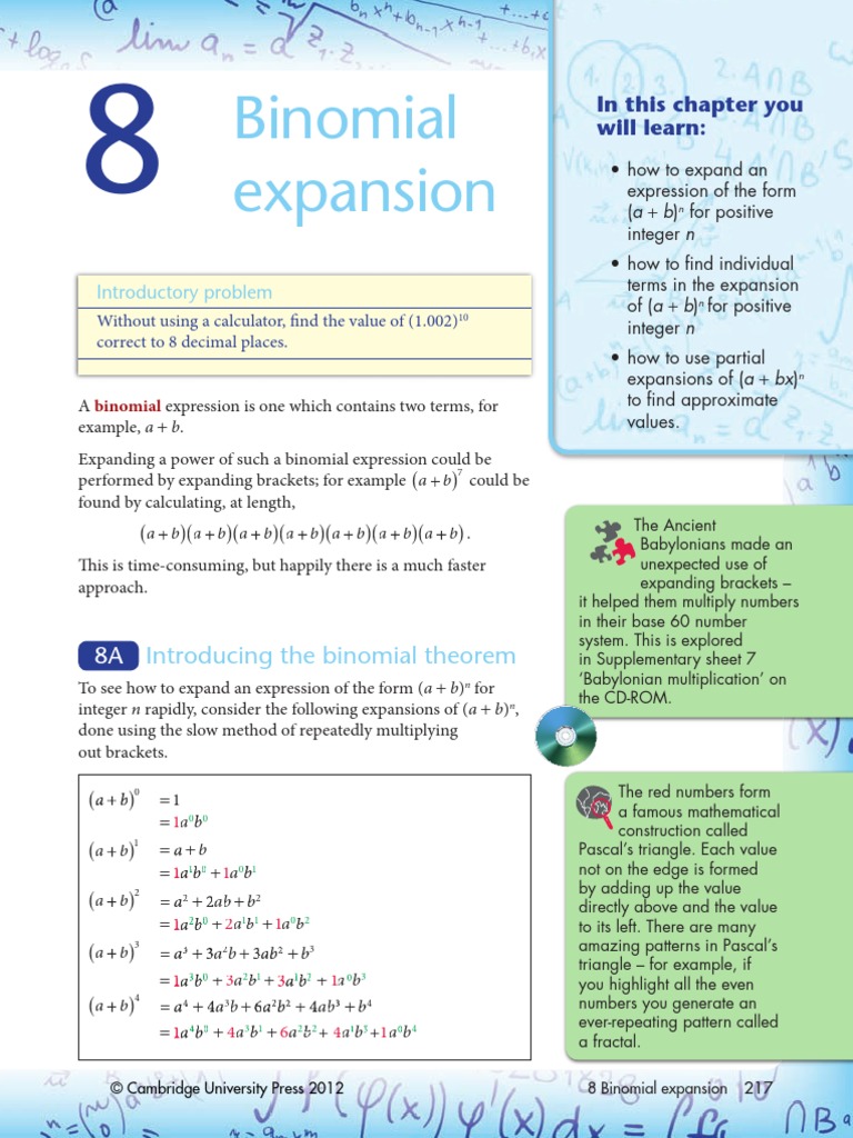Binomial Expansion | PDF | Exponentiation | Multiplication