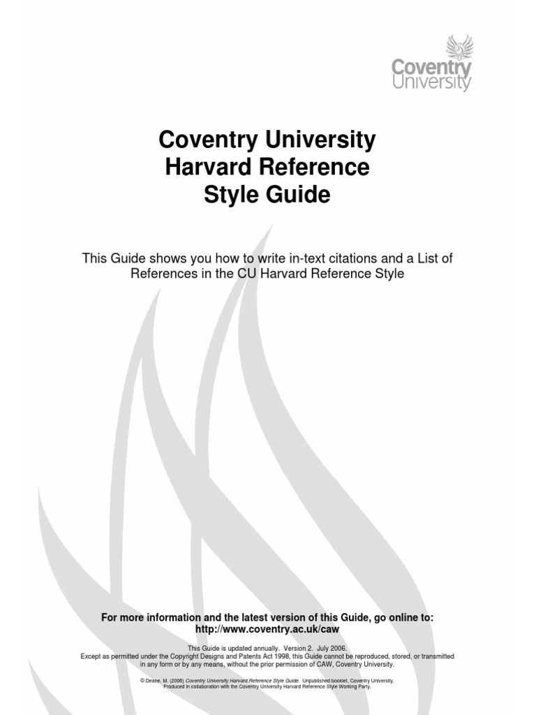 Coventry University Harvard Reference Style Guide | PDF | Citation ...