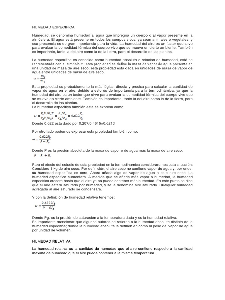 Humedad Especifica | PDF | Humedad | Humedad