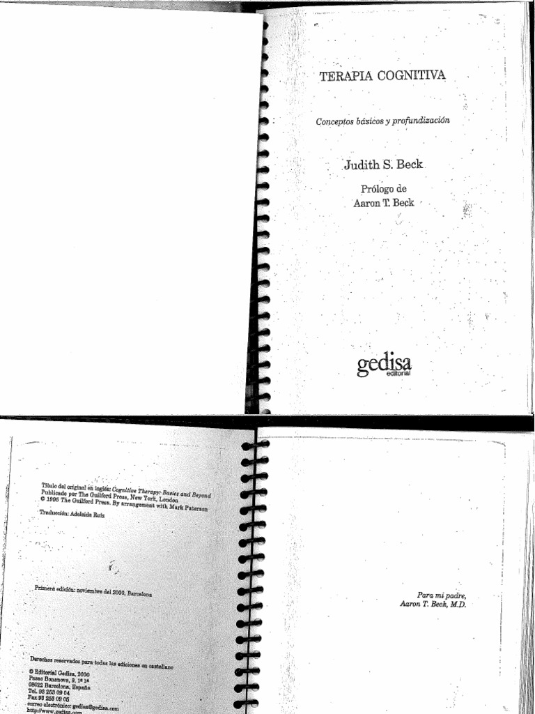 Judith Beck. Terapia Cognitiva. Conceptos Básicos y Profundización PDF | PDF