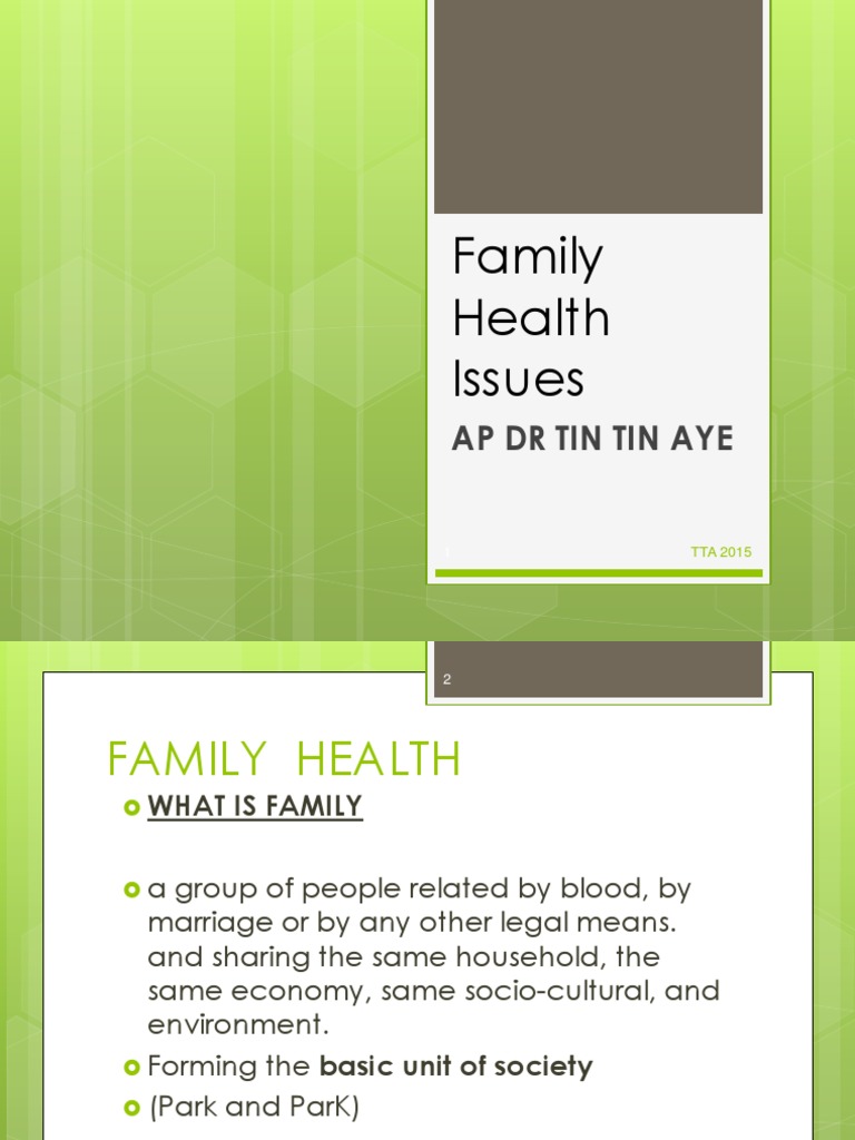Family Health Issues: Ap DR Tin Tin Aye | PDF | Maternal Death ...