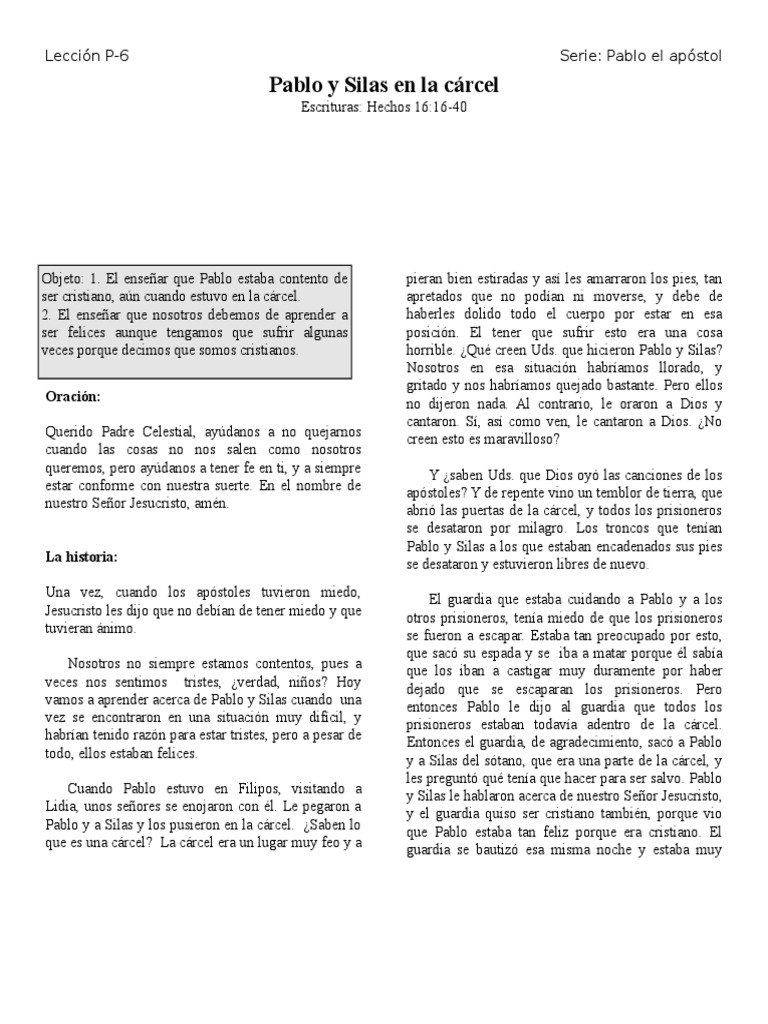 Pablo y Silas: Fe en la cárcel | PDF | Pablo el apóstol | Jesús