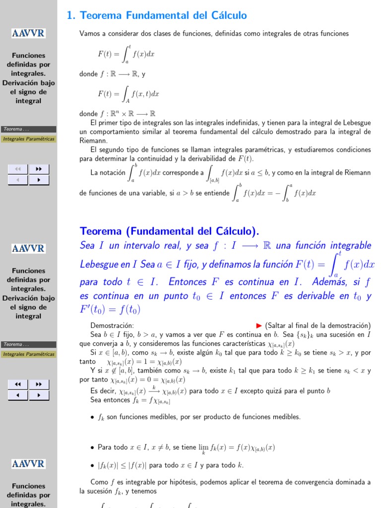 Teoremas de Integrales Paramétricas | PDF | Integral | Derivado