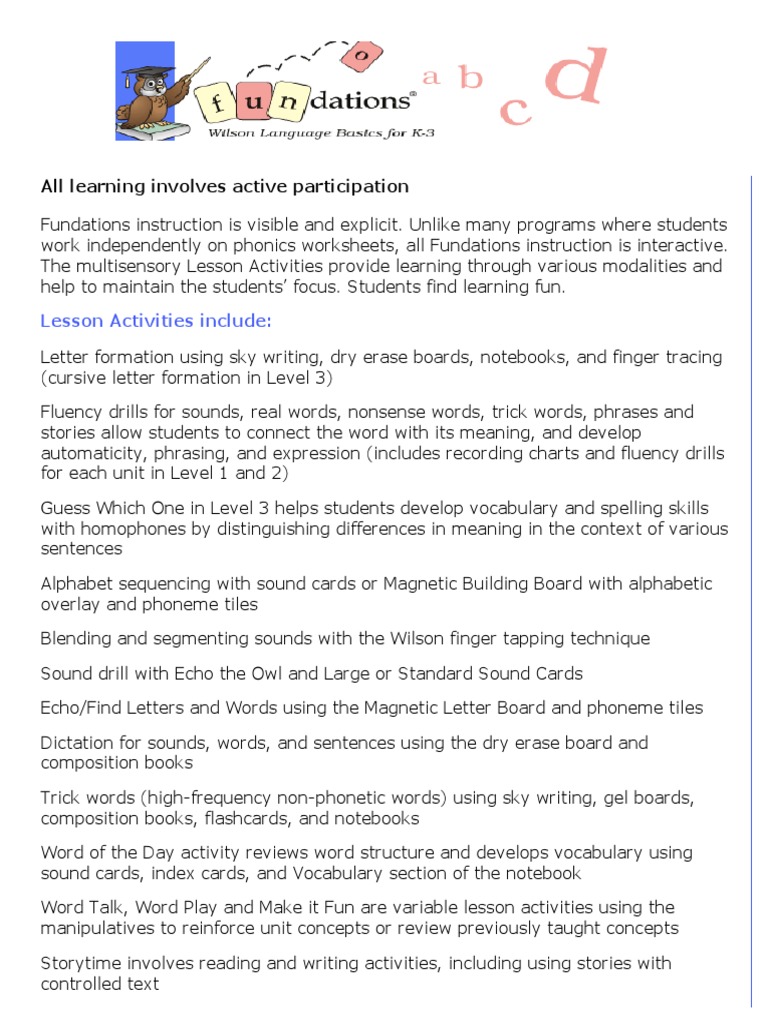 Fundations Activities | PDF