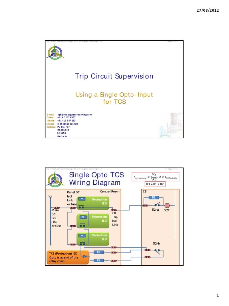 Trip Circuit Supervision with Opto-Input | PDF | Electric Power ...