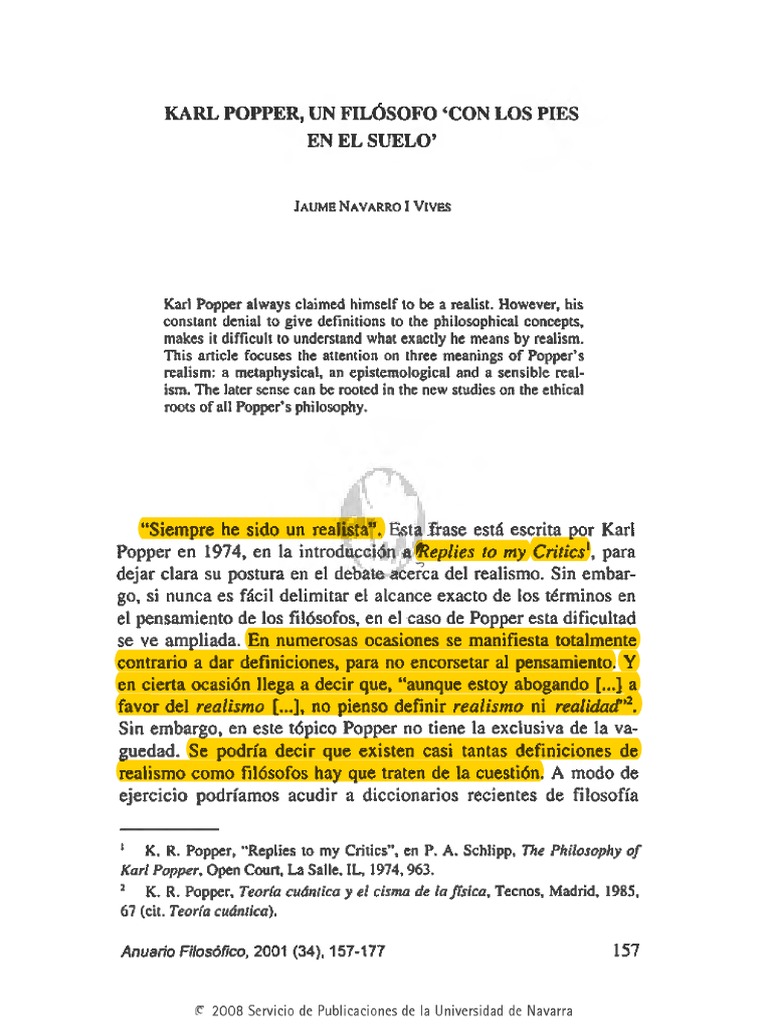 Karl Popper, Un Filósofo Con Los Pies en El Suelo, Jaume Navarro I ...