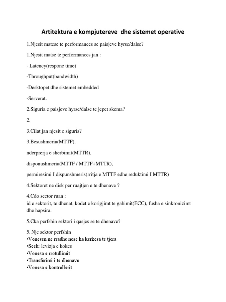 Artitektura e Kompjutereve Dhe Sistemet Operative | PDF