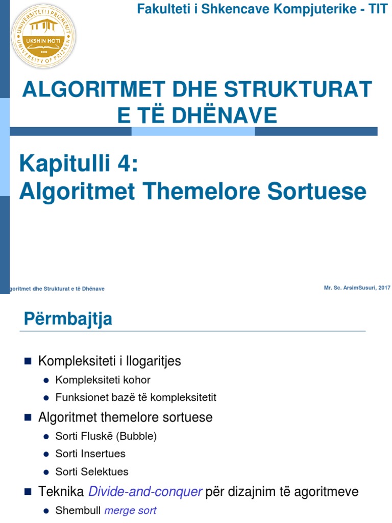 4 - Algoritmet Themelore Sortuese | PDF