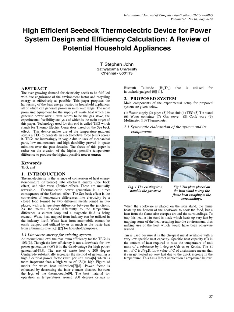 High Efficient Seebeck Thermoelectric Device For Power System Design ...