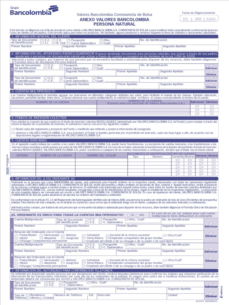 Anexo Valores Bancolombia - PN PDF | PDF | Fondo de inversión | Bancos
