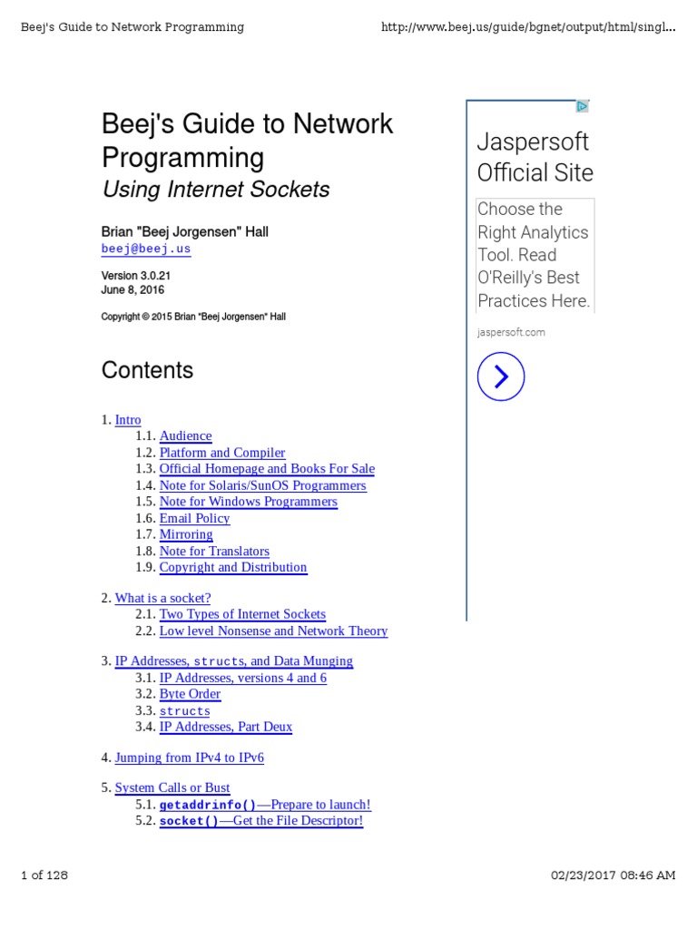 Beej S Guide To Network Programming Pdf Internet Protocol Suite Network Socket