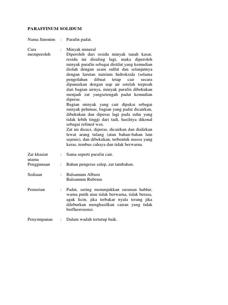 Paraffinum Solidum | PDF