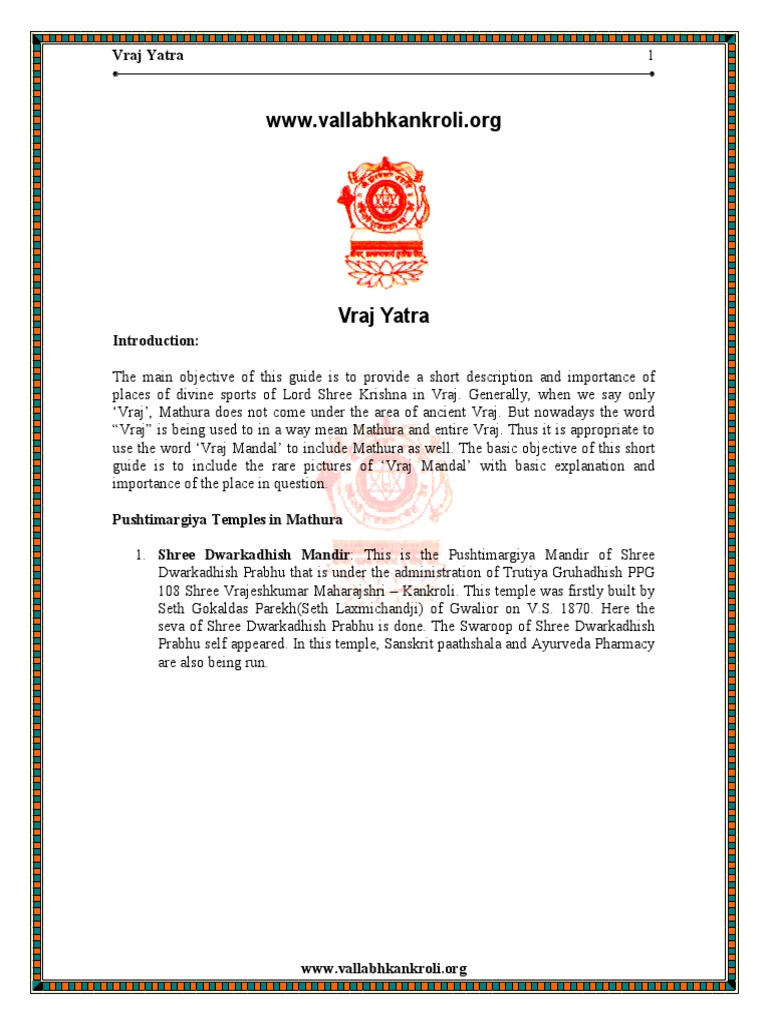 Vraj Yatra | PDF | Hindu Worship | Hindu Behaviour And Experience