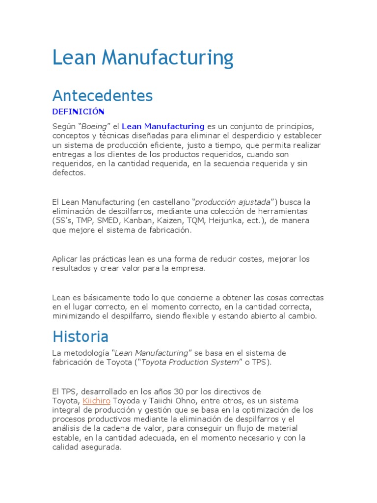Lean Manufacturing | PDF | Lean Manufacturing | Calidad (comercial)
