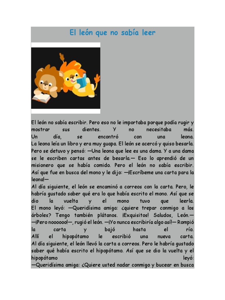 El león que no sabía escribir | PDF | Ocio