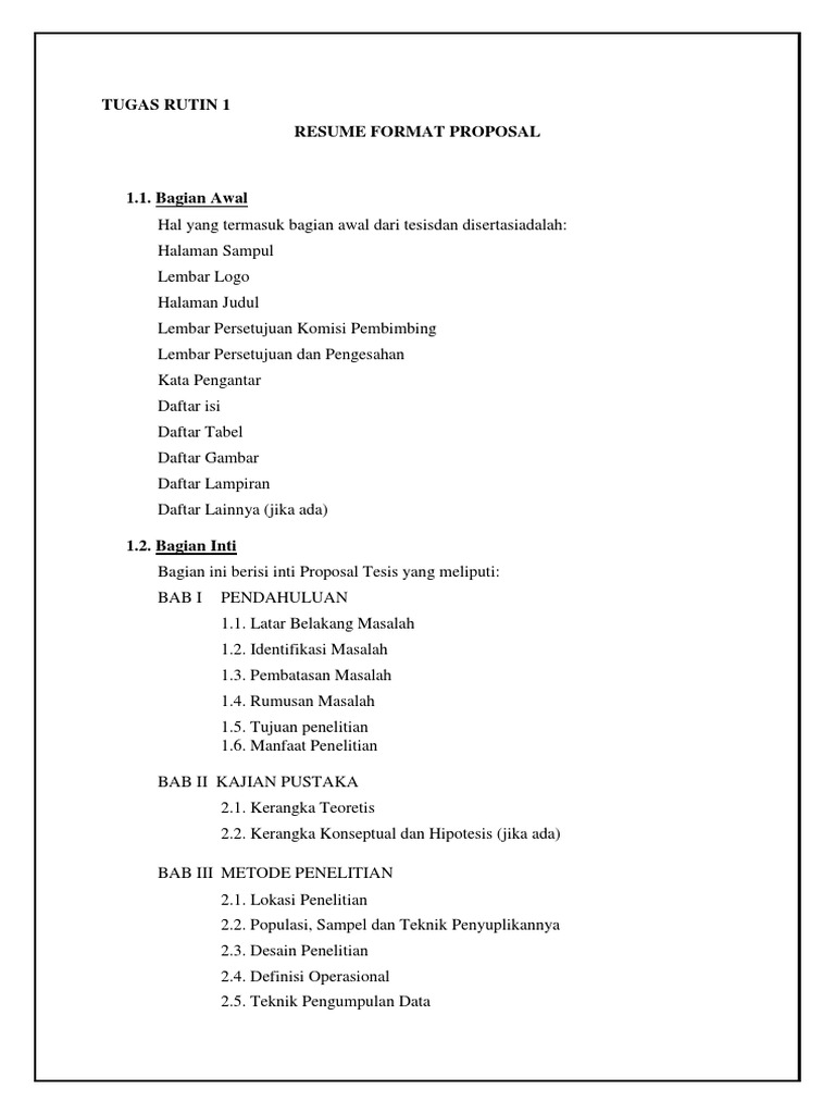 Format Proposal dan Tesis Lengkap | PDF