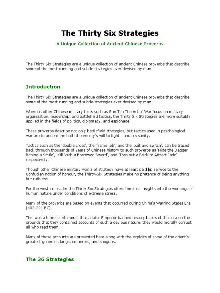 The Thirty Six Strategies | PDF | Elections | Politics (General)