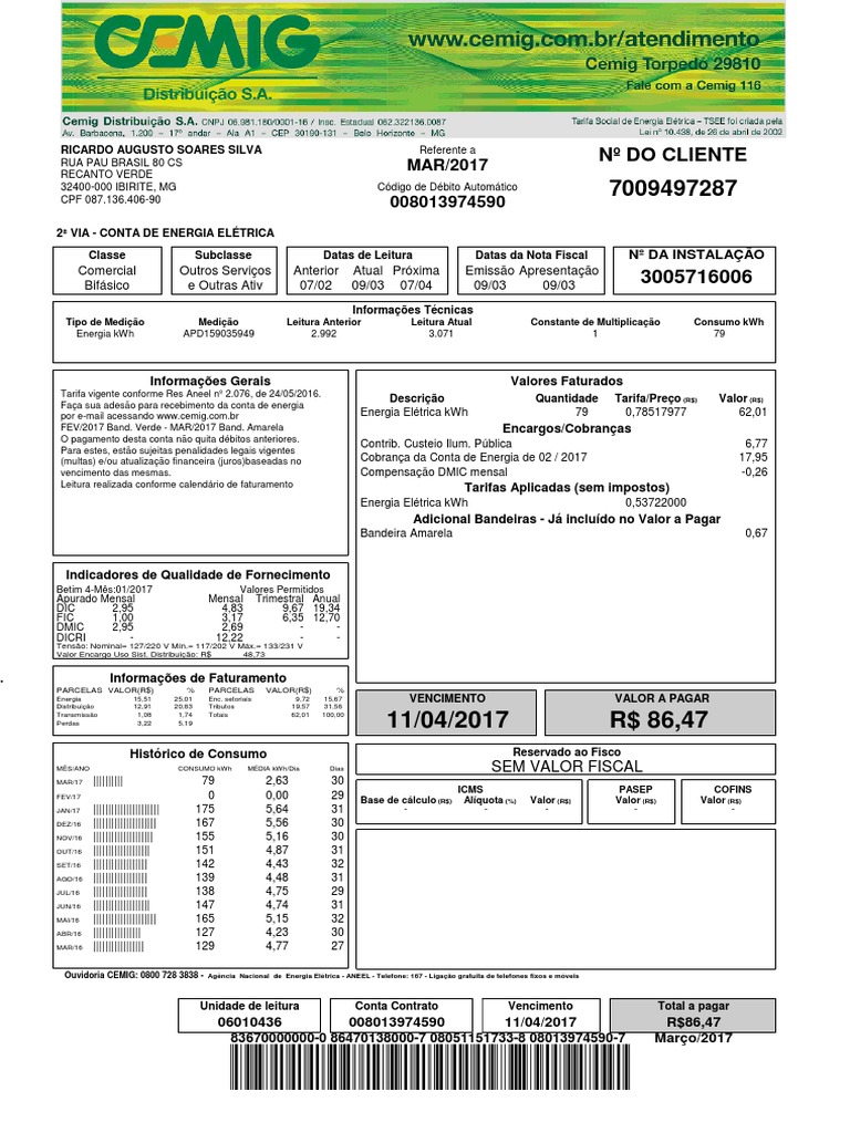 2017-3-7009497287-3005716006-CEMIG-2a-via | Pagamentos | Brasil