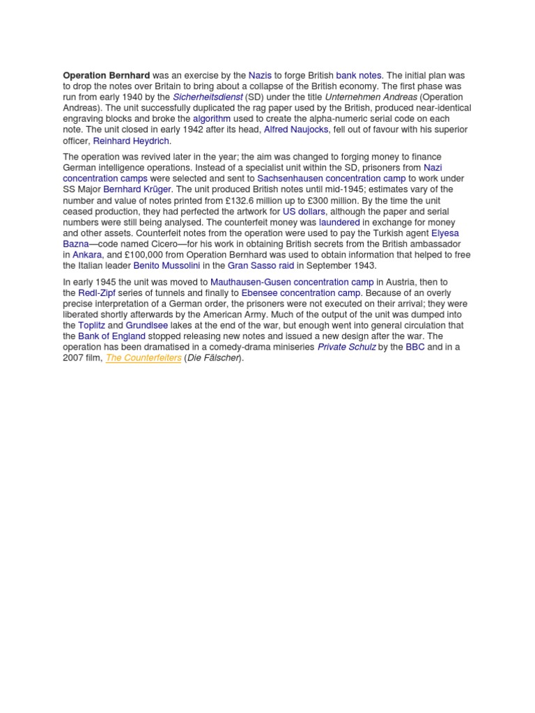 Operation Bernhard | PDF | Nazi War Crimes | The Holocaust