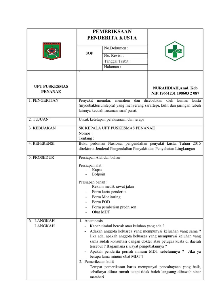 SOP 1 Pemeriksaan Kusta | PDF
