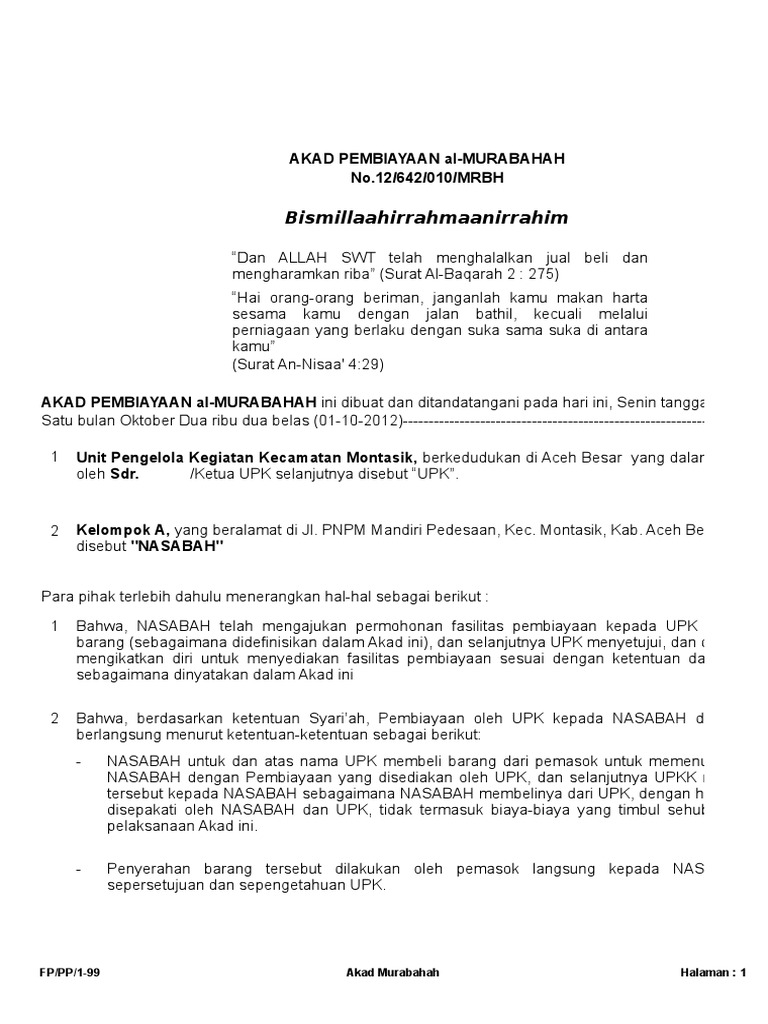 Akad Murabahah | PDF