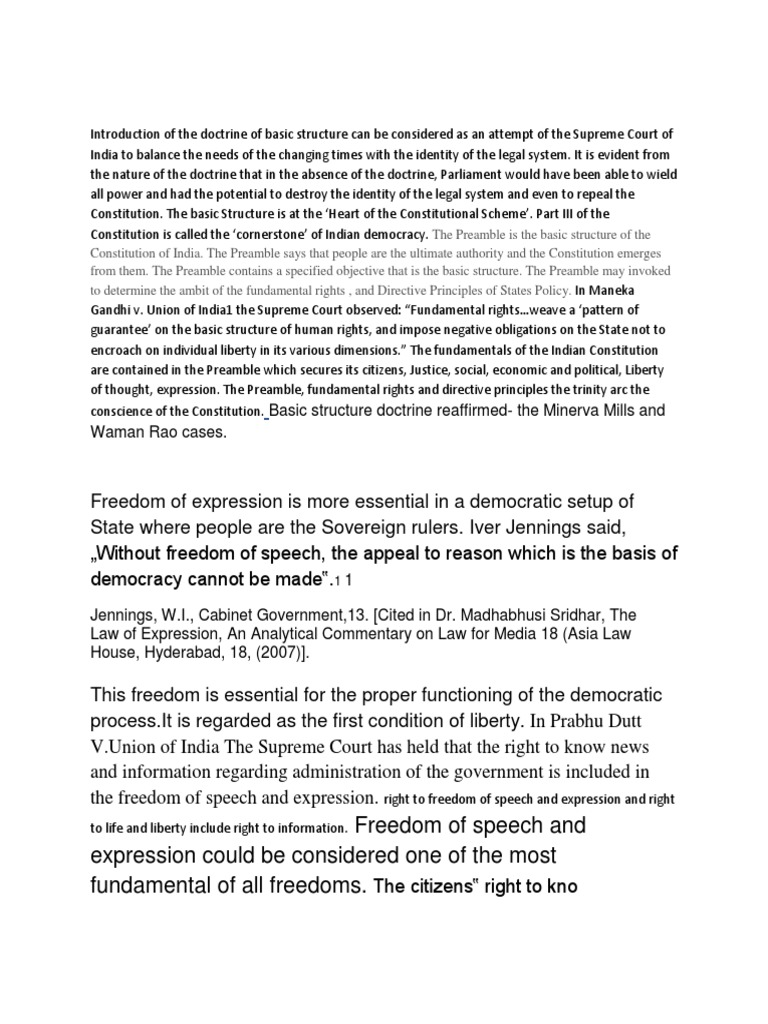 Freedom of Speech and Expression Could Be Considered One of The Most ...