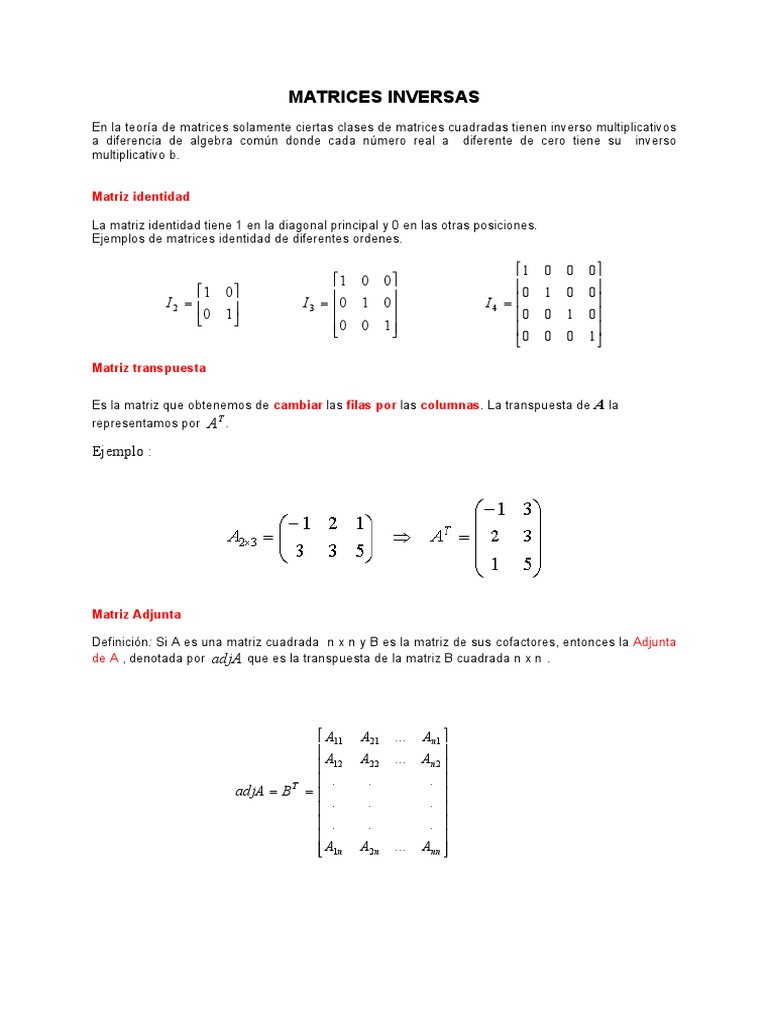 Matriz Inversa | Teoría de la matriz | Matriz (Matemáticas)