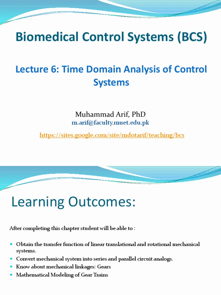 Lecture 6 Time Domain Analysis Of Control Systems Pdf Laplace