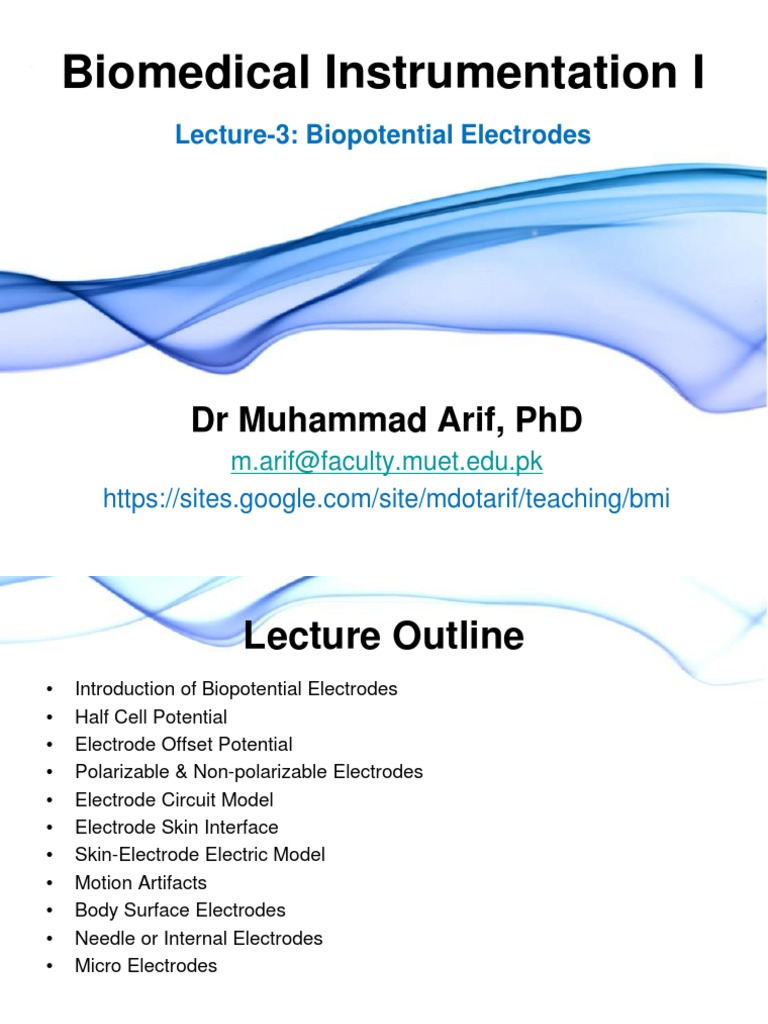 Lecure-3 Biopotential Electrodes | PDF | Capacitor | Electric Current