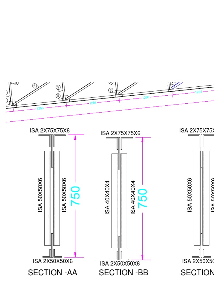 Section - Aa Section - BB Section - CC: ISA 2X75X75X6 ISA 2X75X75X6 ISA ...
