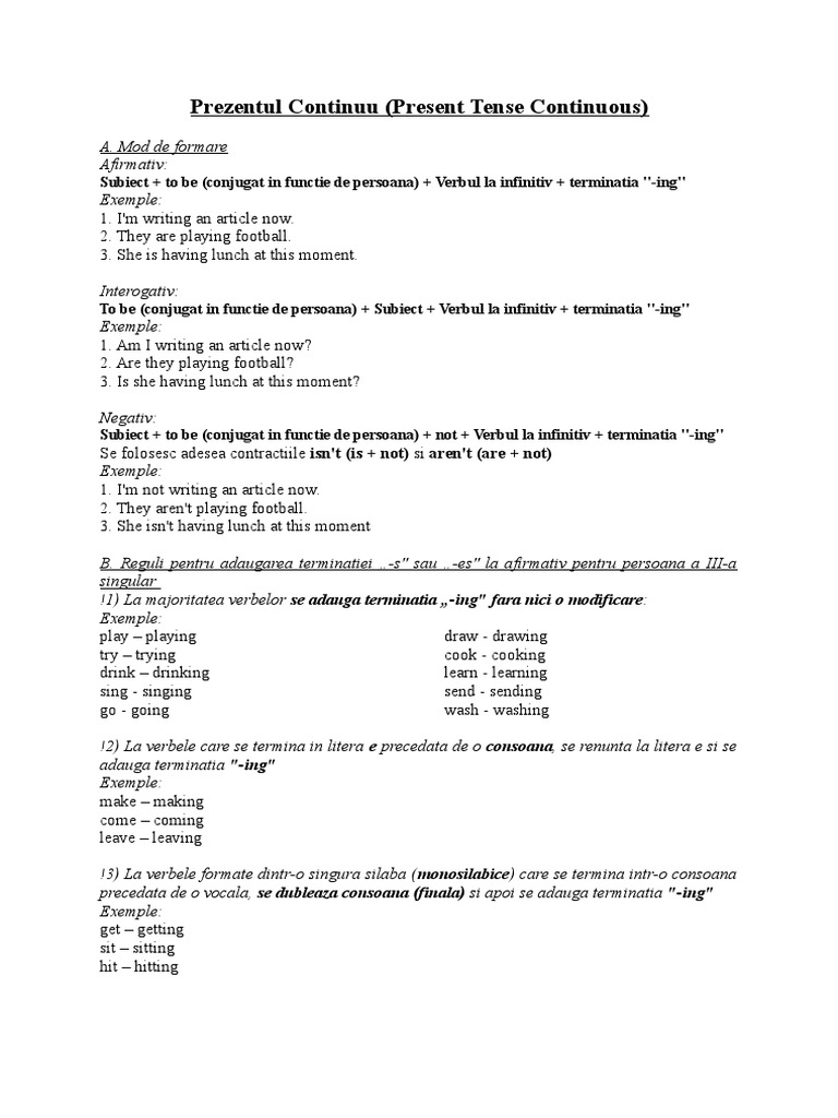 Engl Prezentul Continuu Exercitii | PDF | Leisure