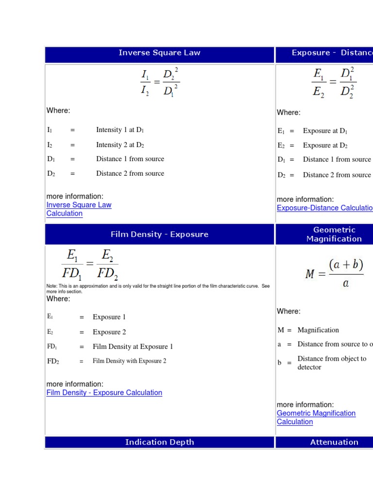 Inverse Square Law Calculation Exposure-Distance Calculation | PDF ...