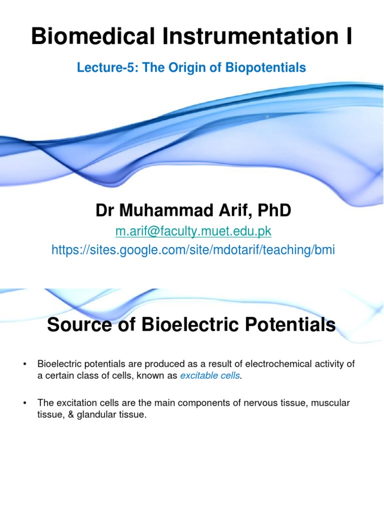 Lecure-5 The Origin of Biopotentials - 2 | PDF | Cell Membrane | Action Potential