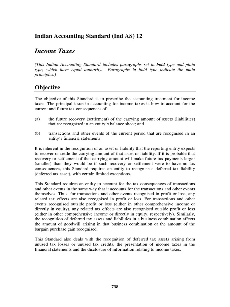 Income Taxes: Indian Accounting Standard (Ind AS) 12 | PDF | Deferred ...