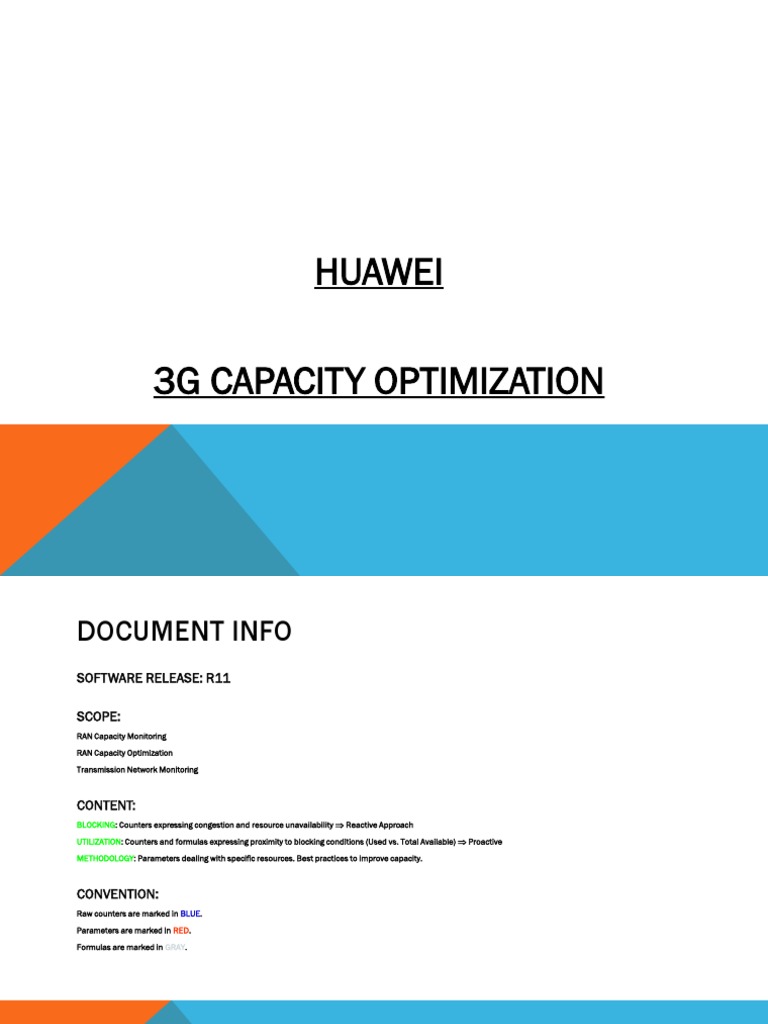 Huawei 3g Capacity Optimization Pdf High Speed Packet Access Network Congestion