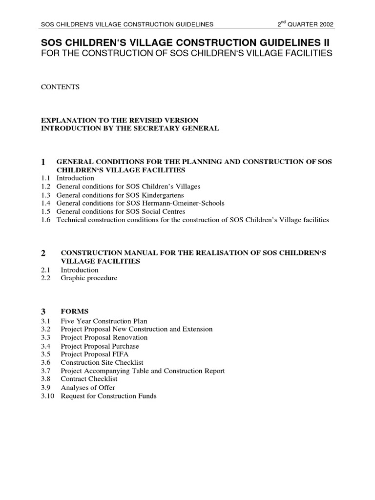 SOS Children's Village Construction Guidelines PDF | PDF | Playground ...