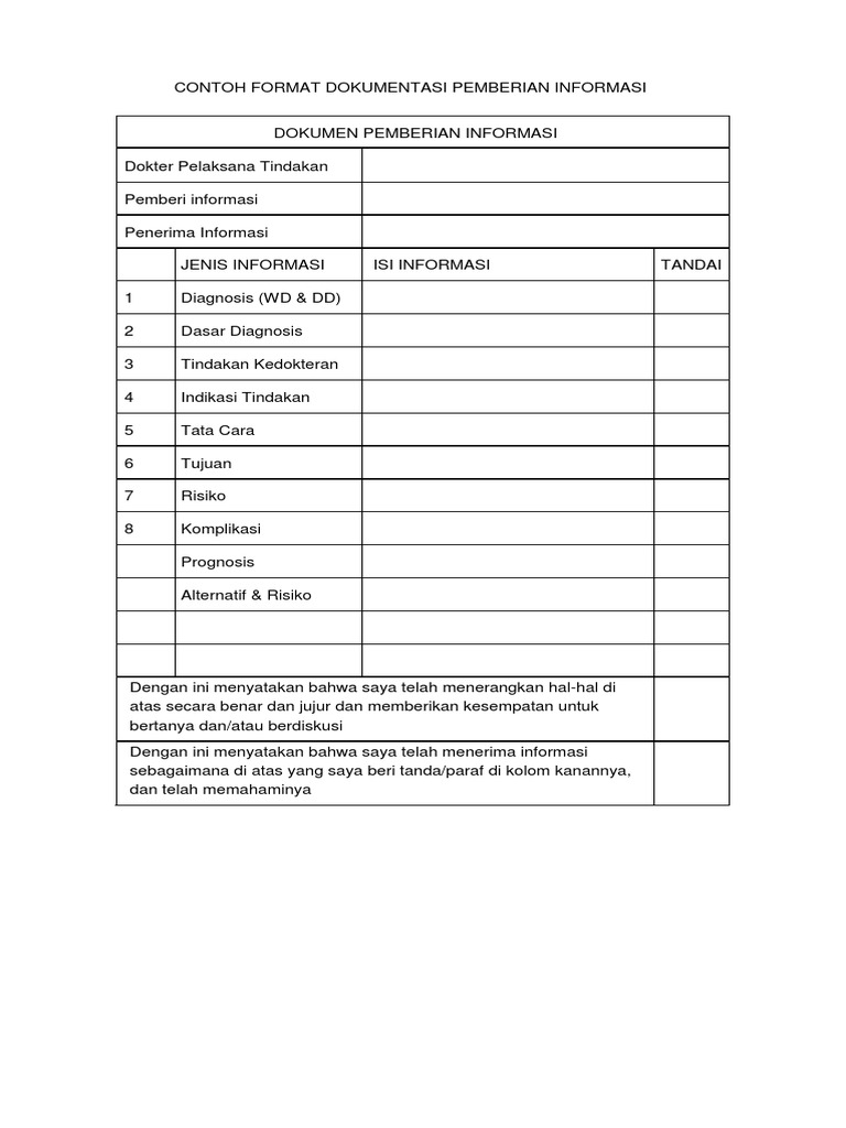Contoh Format Dokumentasi Pemberian Informas1 | PDF | Hukum | Sains ...
