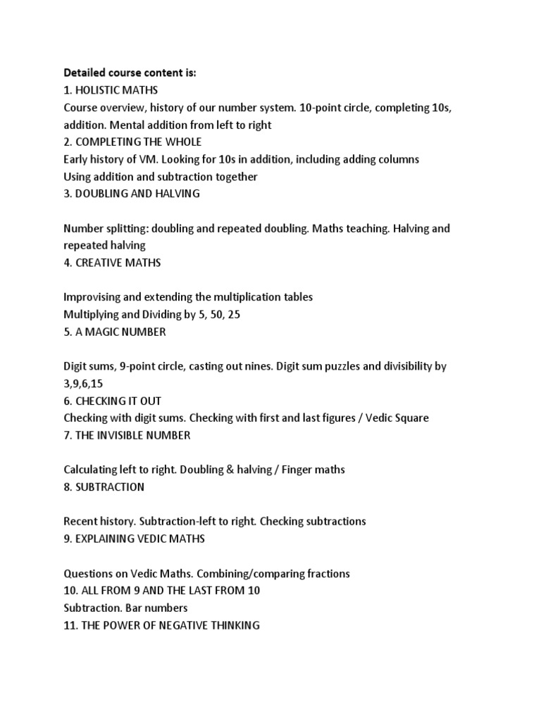 Vedic Maths | PDF | Multiplication | Numbers