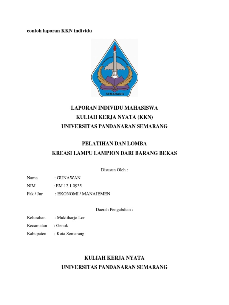 Contoh Laporan KKN Individu | PDF