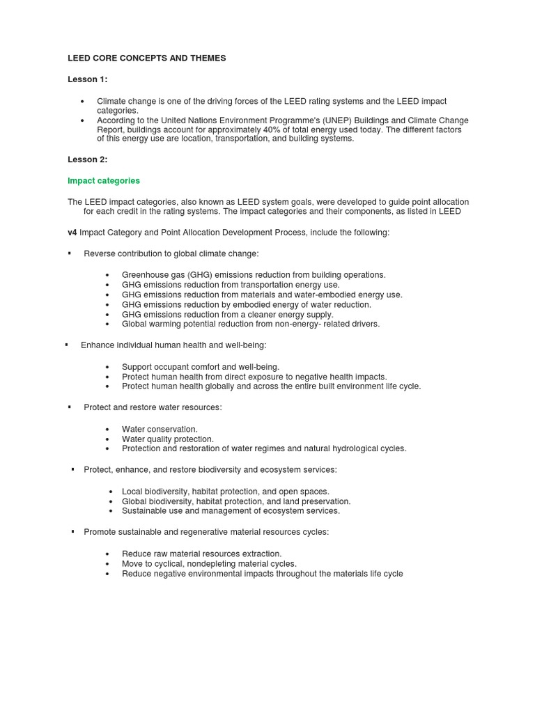 Leed Core Concepts and Themes | PDF | Life Cycle Assessment ...