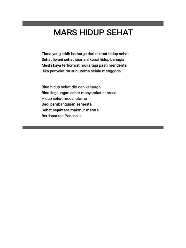Teks Mars Hidup Sehat | PDF
