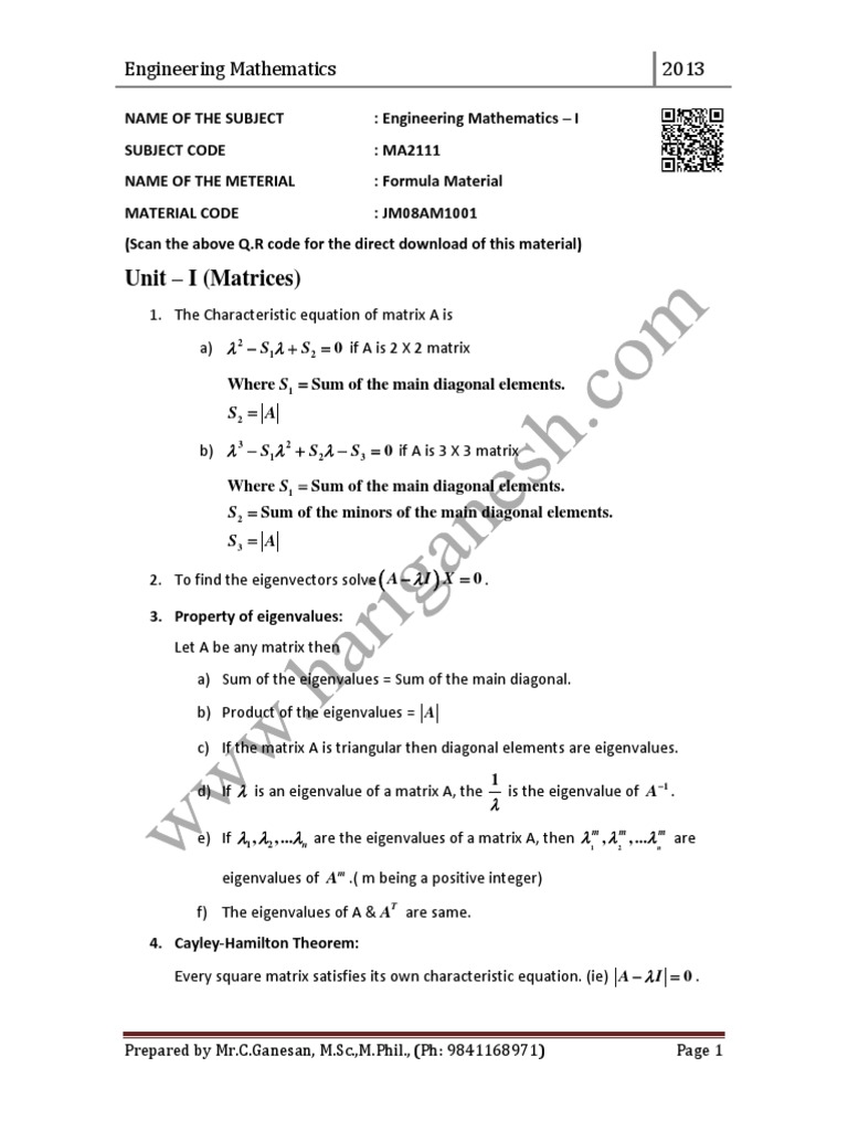 Math Formula All Collection PDF | PDF | Eigenvalues And Eigenvectors ...