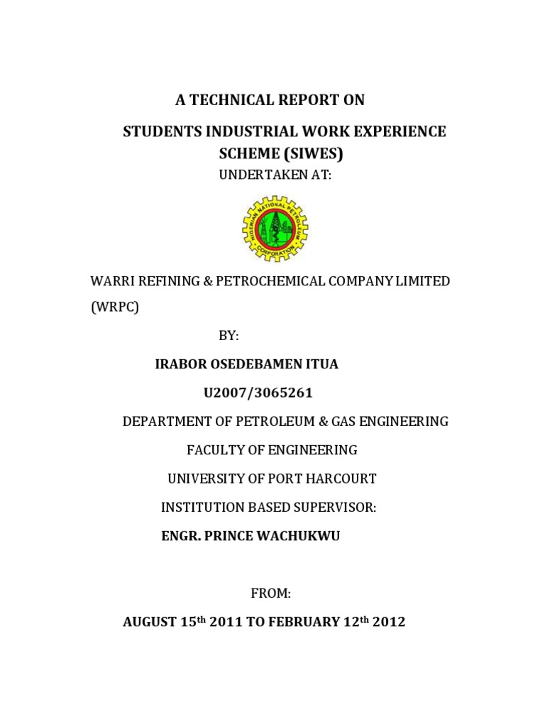 A Technical Report On Students Industria | PDF | Chemical Engineering ...