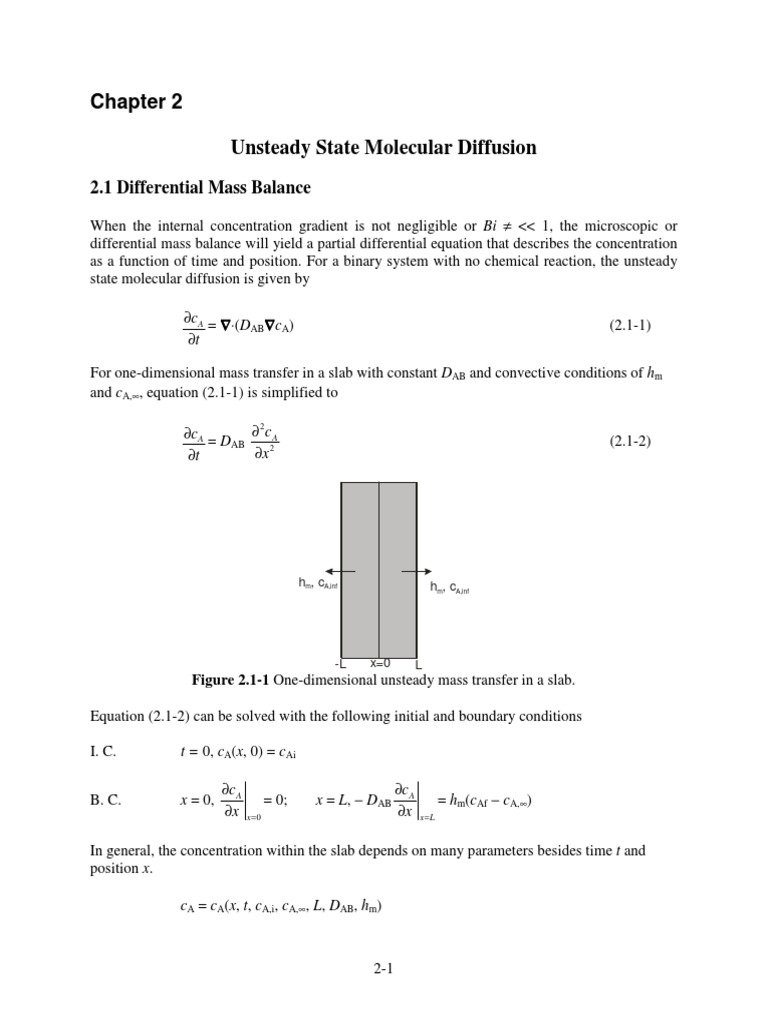 Unsteady State Molecular Diffusion | PDF | Equations | Thermal Conduction